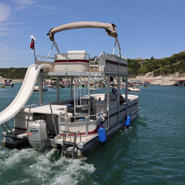 31ft Luxury Double Deck Tritoon with Slide - Named SKYFALL - Island ...